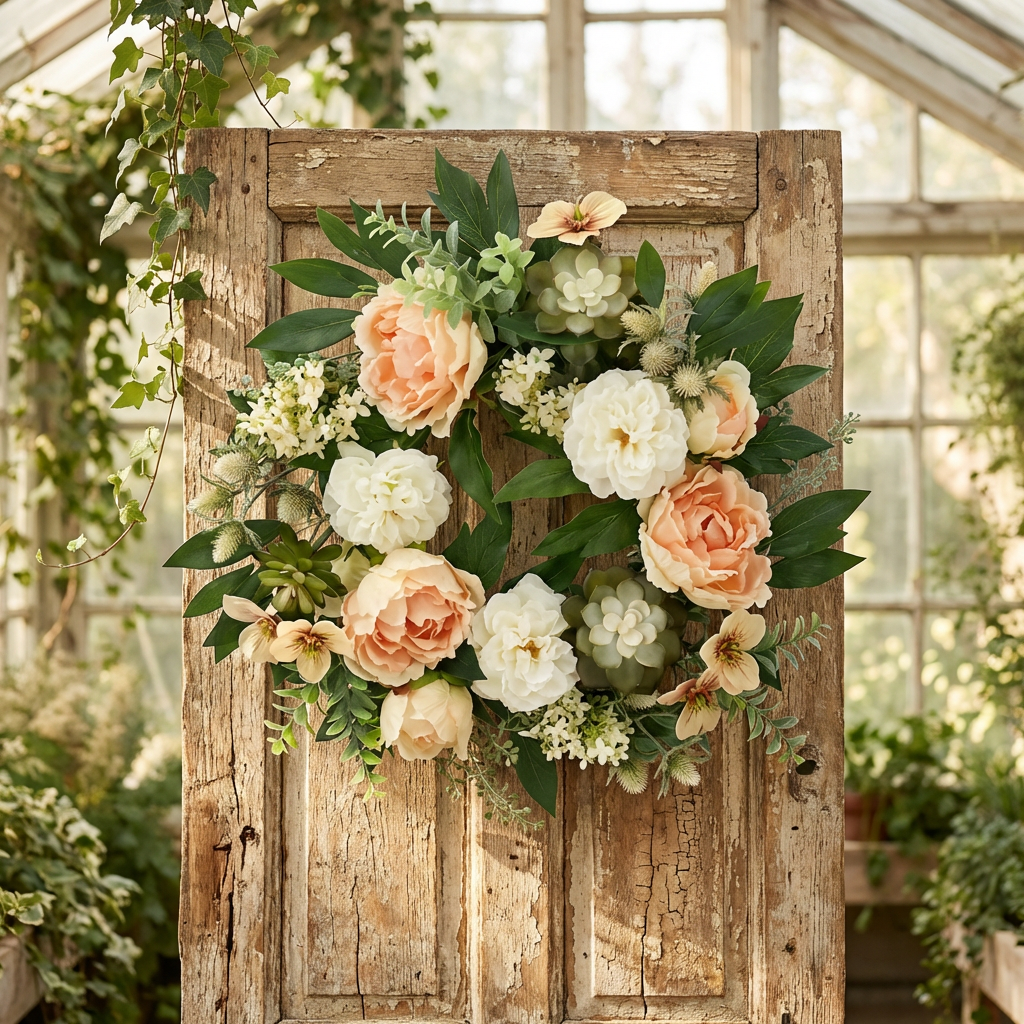 Stor Krans Pion och Suckulent 50 cm – LEV VACKERT